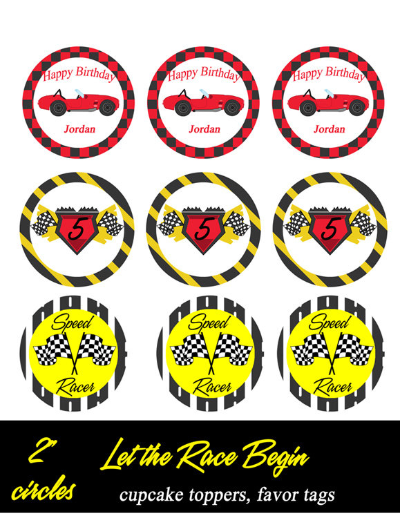 Diy Printable Cupcake Toppers Pdf- 1 Dozen Nascar Race Themed Toppers ...